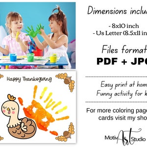 Thanksgiving Handprint Craft for Kids. Instant Download Printable ...