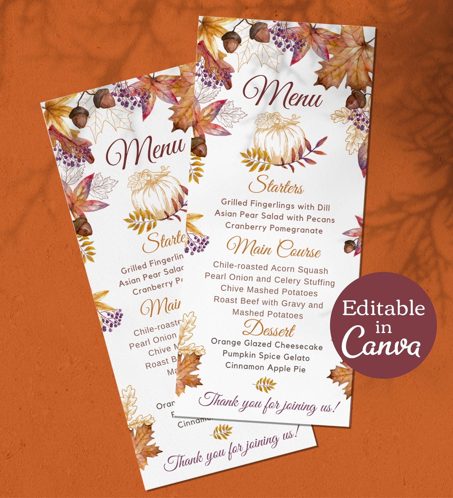 Editable Thanksgiving Menu Template. Friendsgiving Dinner Menu | Etsy