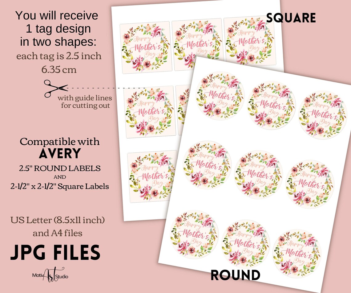 Printable Mothers Day Gift Tags Instant Download. Round | Etsy