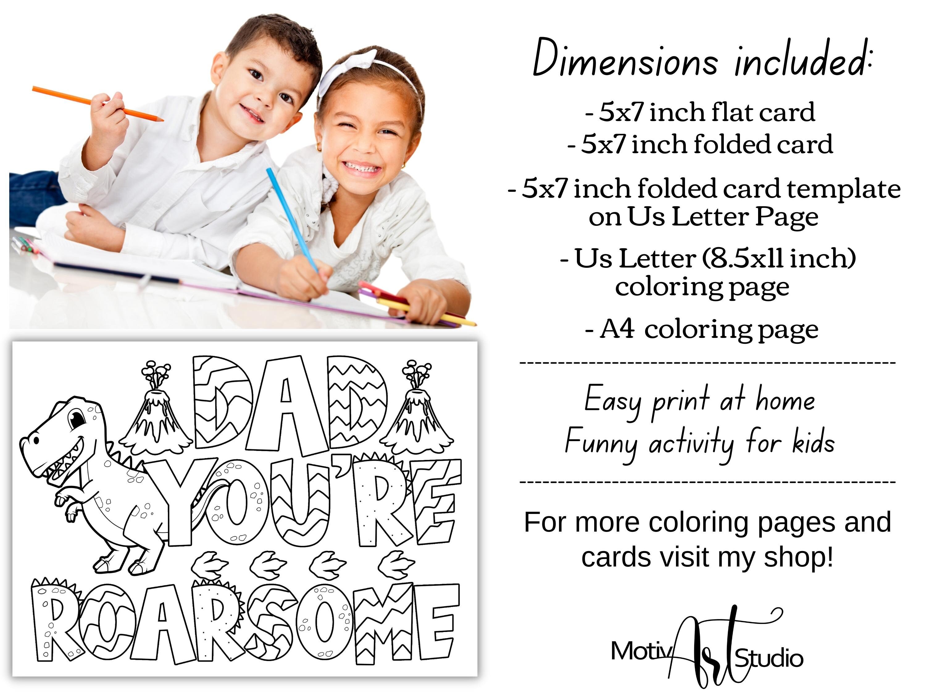 Dinosaur Birthday Coloring Card for Dad. Funny Father's - Etsy