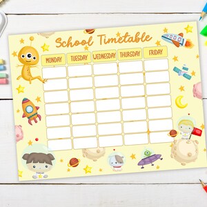 Space Theme School Timetable Instant Download. Printable Back to School ...