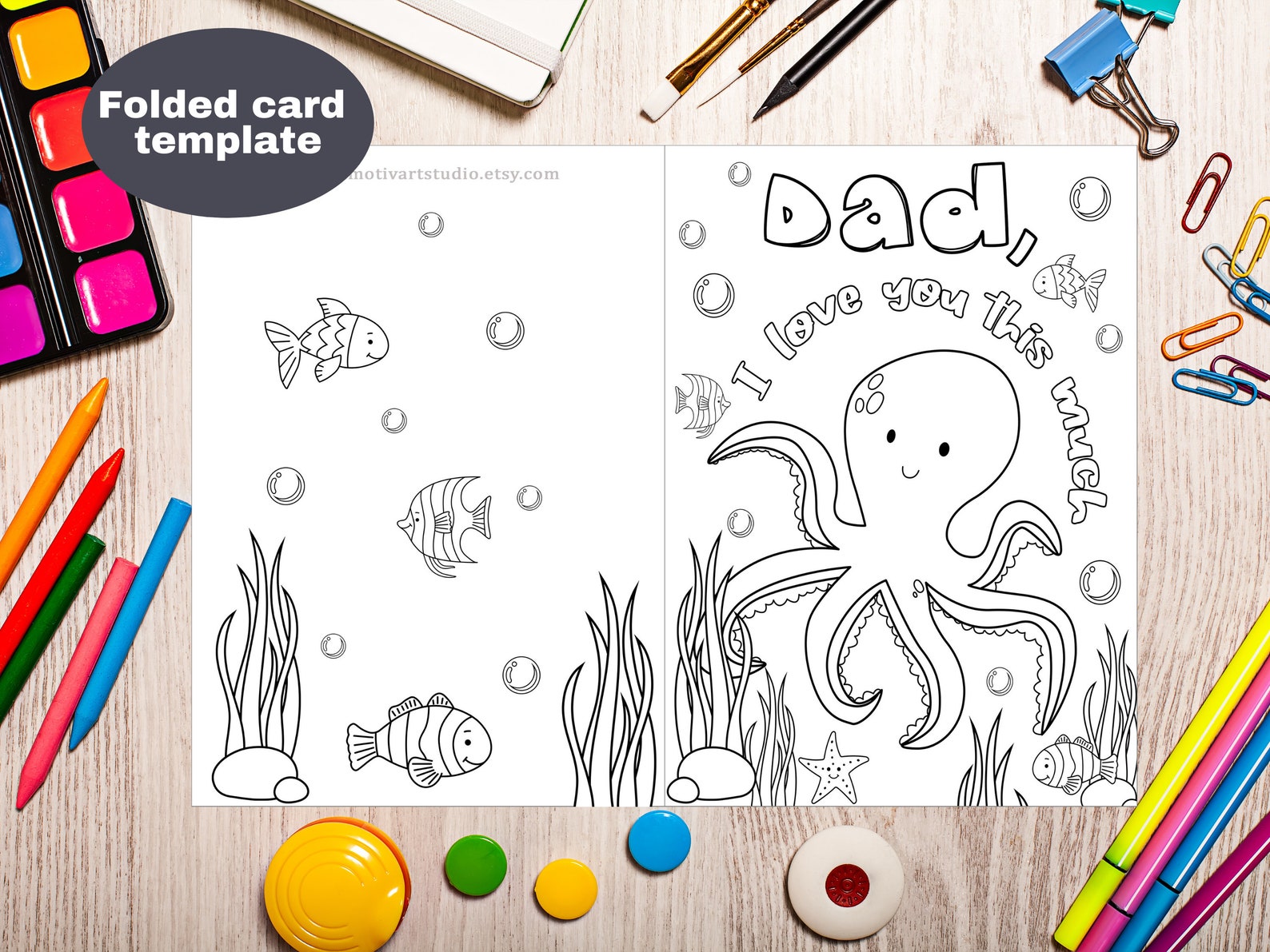 Dad Birthday Coloring Printable Card for Kids. Fathers Day - Etsy