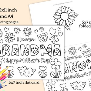Printable Grandma Mothers Day Coloring Card for Kids. Mothers Day DIY ...