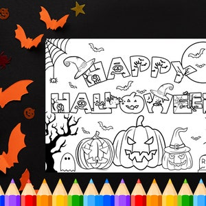 Printable Halloween Coloring Card for Kids. Digital Download Happy ...
