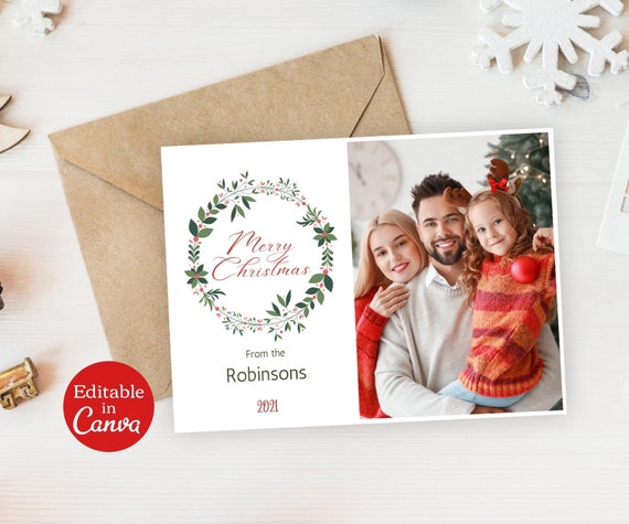 Editable Photo Christmas Card Template. Christmas Printable | Etsy