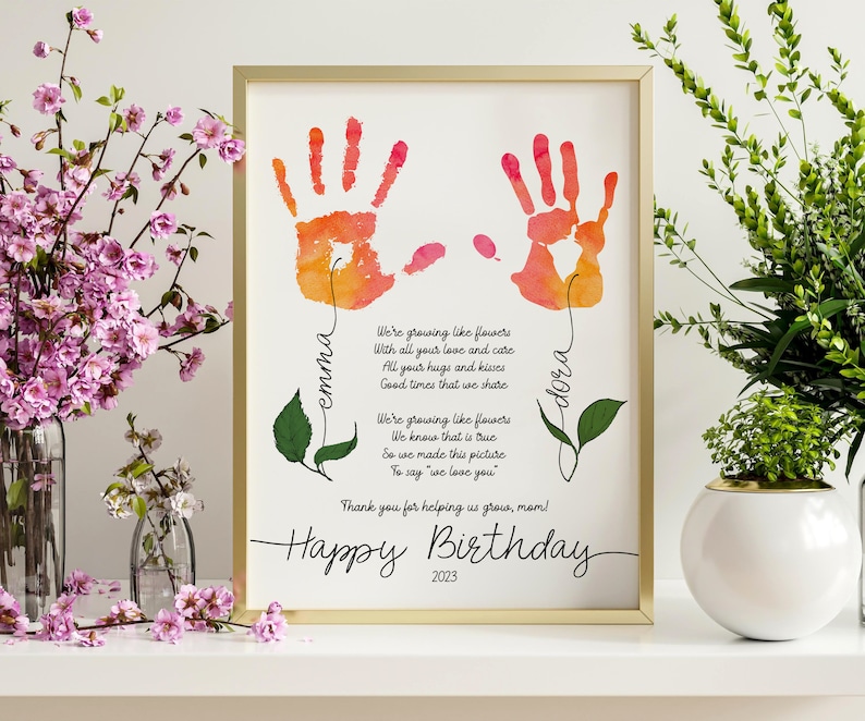 Personalized Birthday Handprint Art Gift From Kids. Printable - Etsy