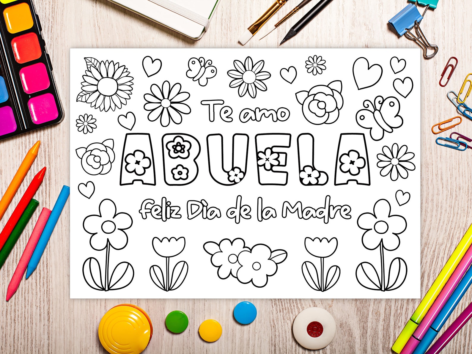 Printable Spanish Mother's Day Coloring Card for Abuela. Feliz Dia De ...
