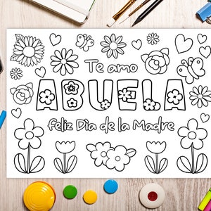 Printable Spanish Mother's Day Coloring Card for Abuela. Feliz Dia De ...