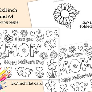 Printable Mothers Day Coloring Card. DIY Mothers Day Gift From Kids ...