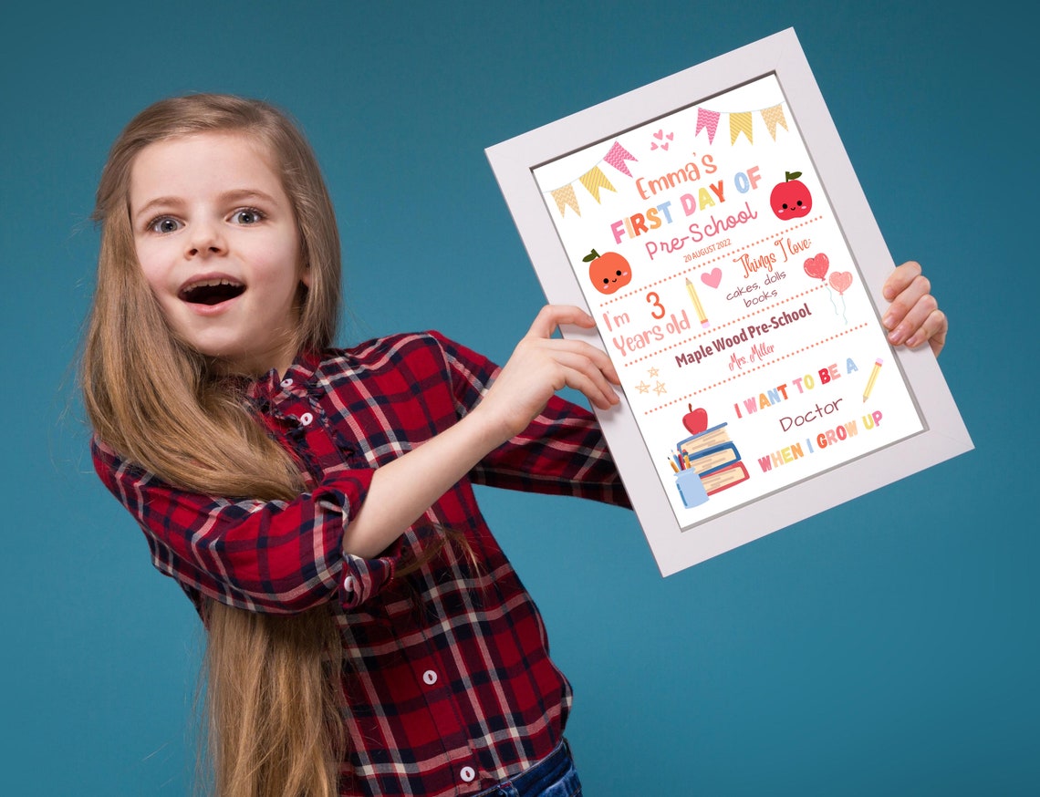 Editable First Day of School Template for Girls. Back to - Etsy