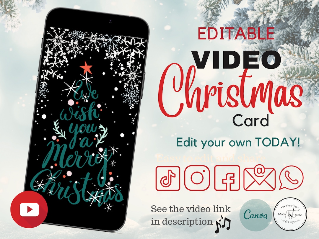 Funny Animated Video Christmas Card Template. Editable Canva Christmas ...