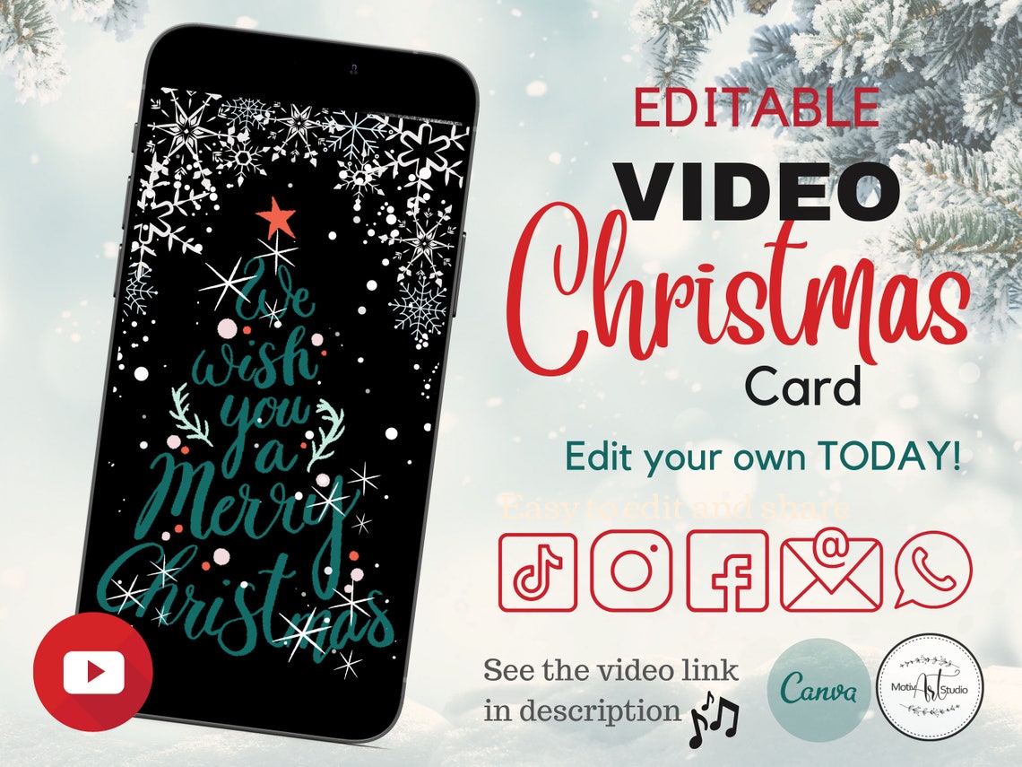 Funny Animated Video Christmas Card Template. Editable Canva - Etsy
