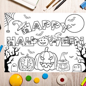 Printable Halloween Coloring Card for Kids. Digital Download Happy ...