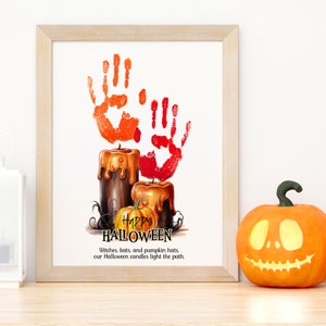 Printable Halloween Candle Handprint Craft Activity for Kids. Halloween ...
