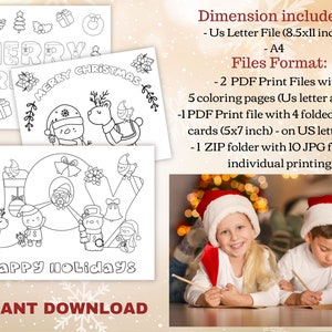 Printable Christmas Coloring Pages and Coloring Cards Pack for Kids ...