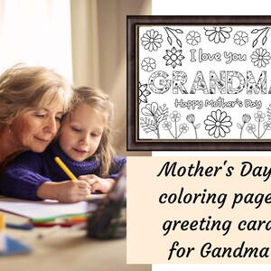 Grandma Printable Mothers Day Coloring Card for Kids. Mothers Day DIY ...