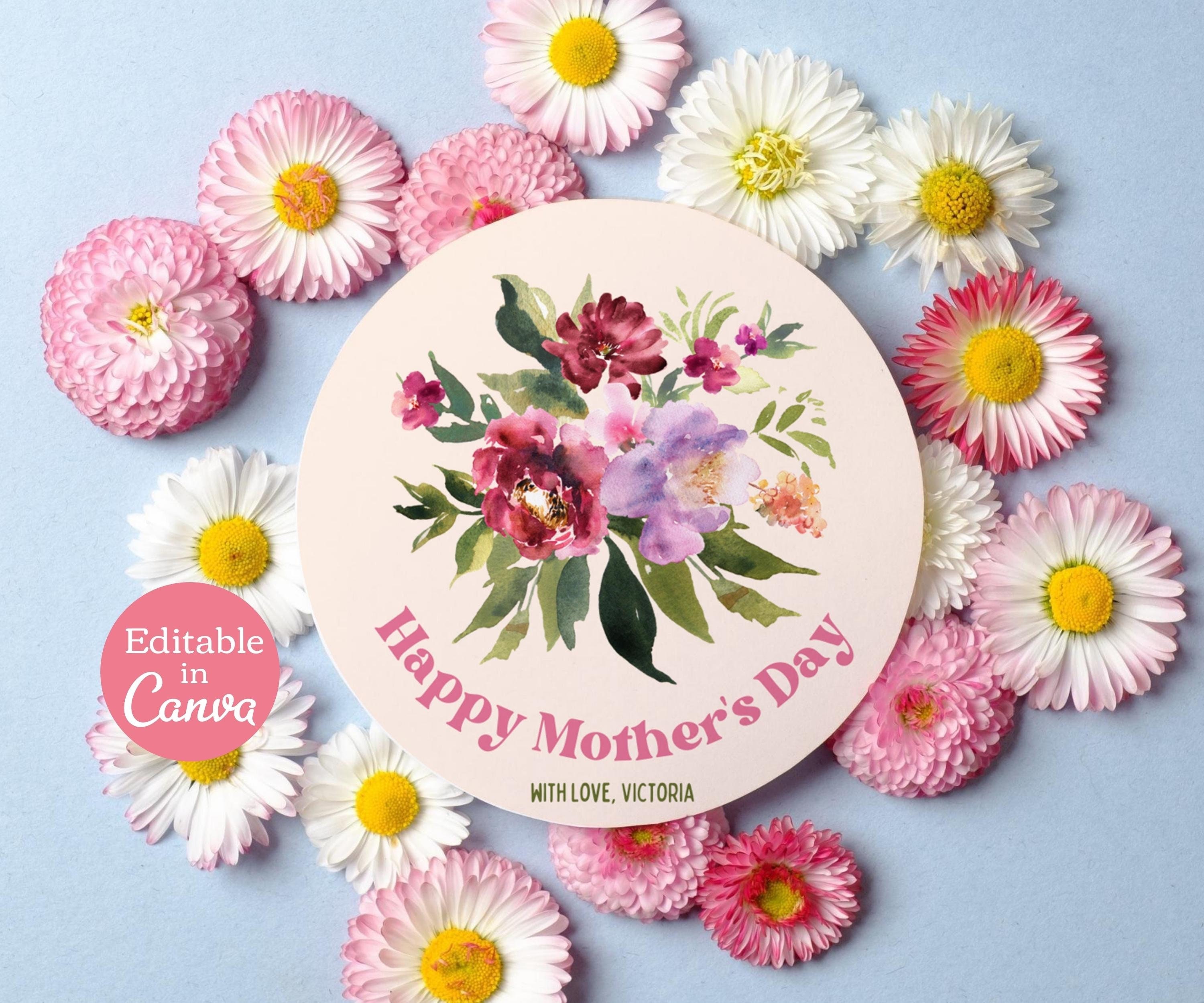 Printable Mother's Day Circle Sticker Gift Tag Template. - Etsy