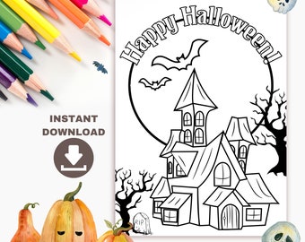 Printable Halloween Coloring Cards - Etsy