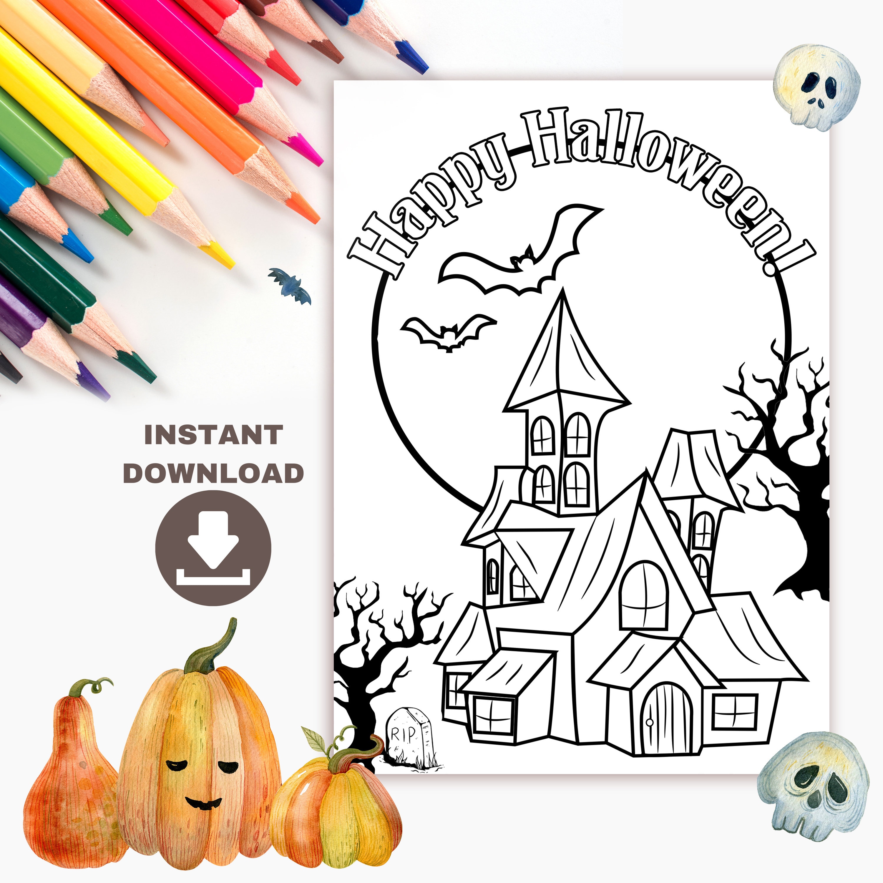 Halloween Card Printable Coloring Pages