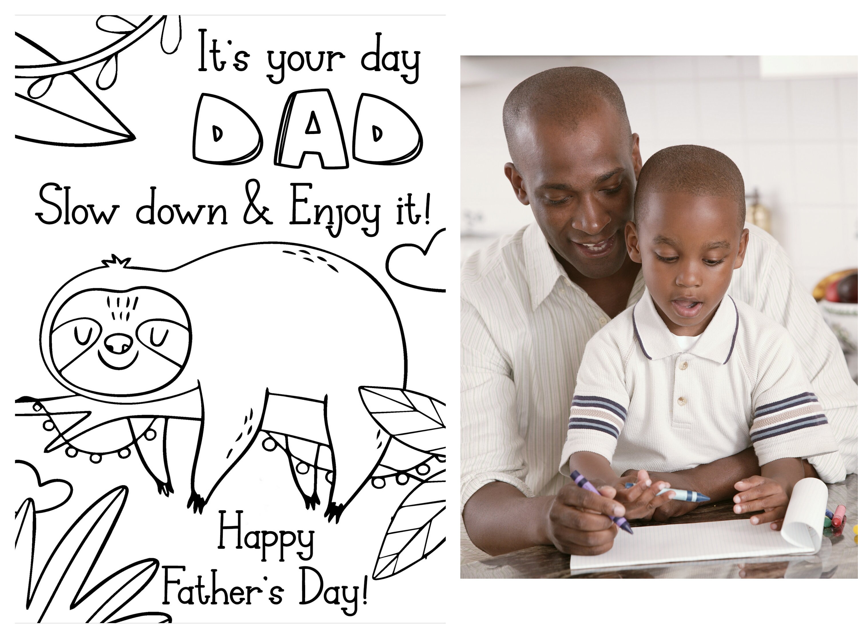 Printable Fathers Day Coloring Card for Kids. Fathers Day DIY - Etsy