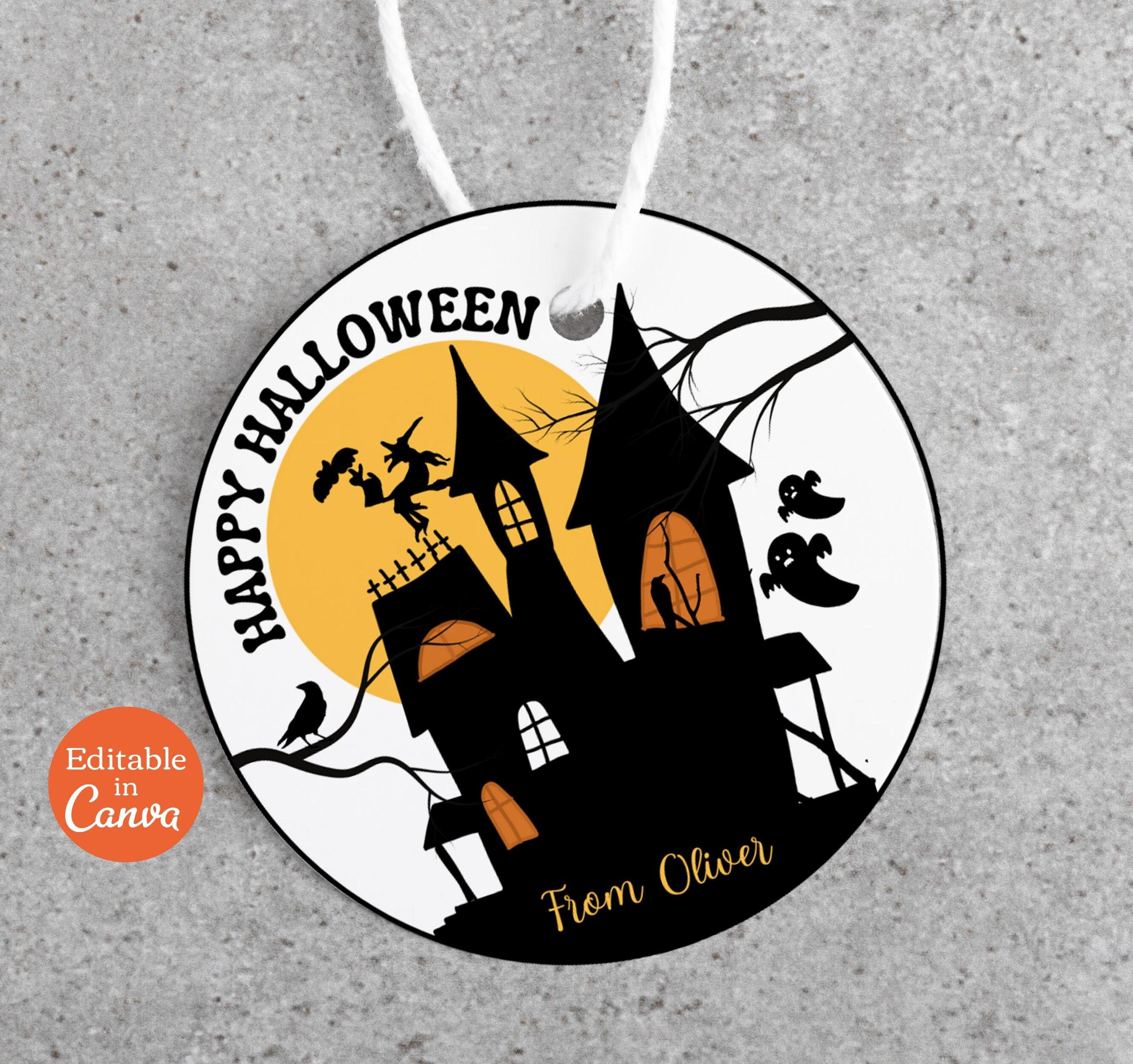 Editable Halloween Gift Tags Template. Printable Round Happy - Etsy