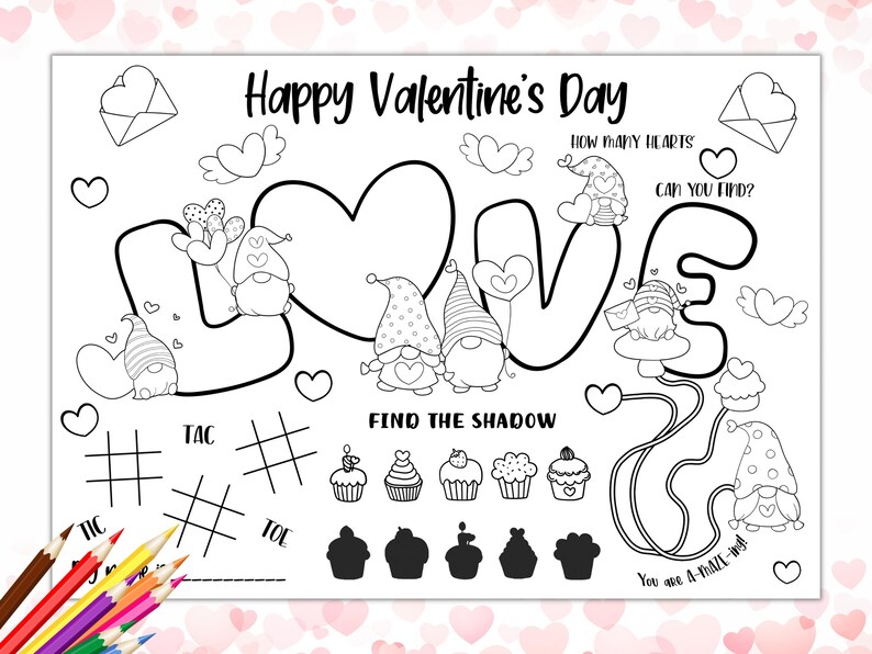 10 Valentine's Day Coloring and Activity Pages Mega - Etsy