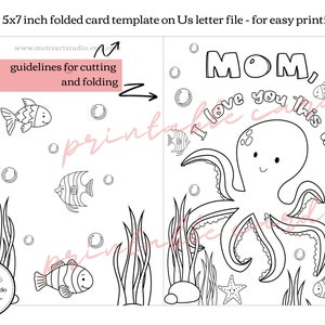 Cute Mother's Day or Mom Birthday Coloring Card for Kids. Printable ...