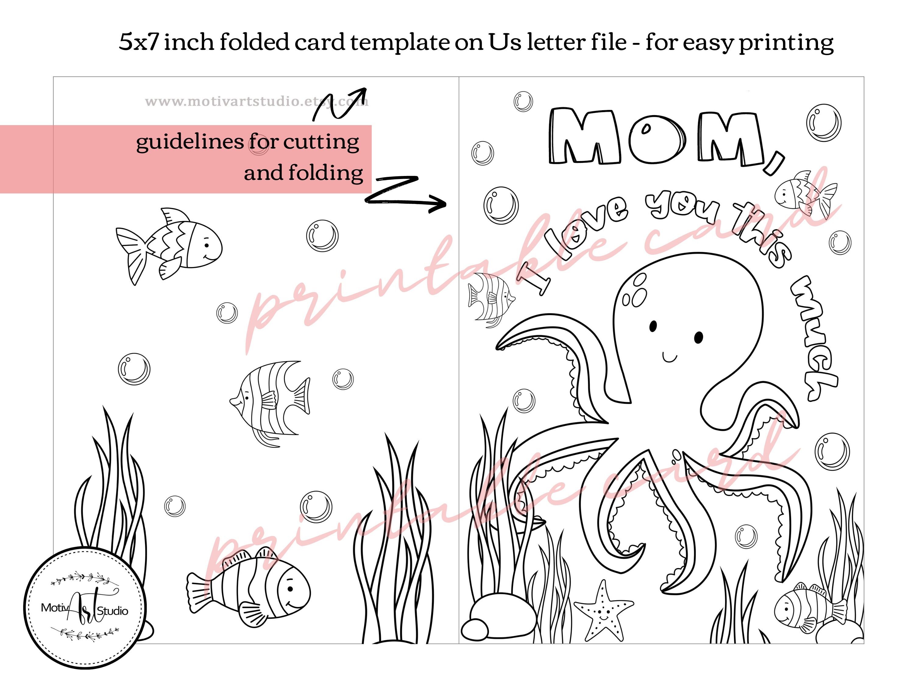 Mom Birthday Coloring Card for Kids. Printable Mother's - Etsy