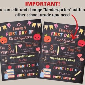 First Day of Preschool Editable Template for Girls. Back to School Sign ...