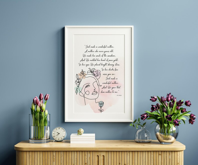 Wonderful Mother Poem for Mom. Printable Mother's Day Gift - Etsy