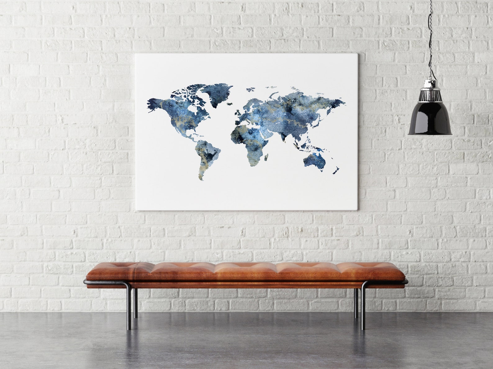 Instant download Navy Blue and Gold World Map Print. Abstract | Etsy