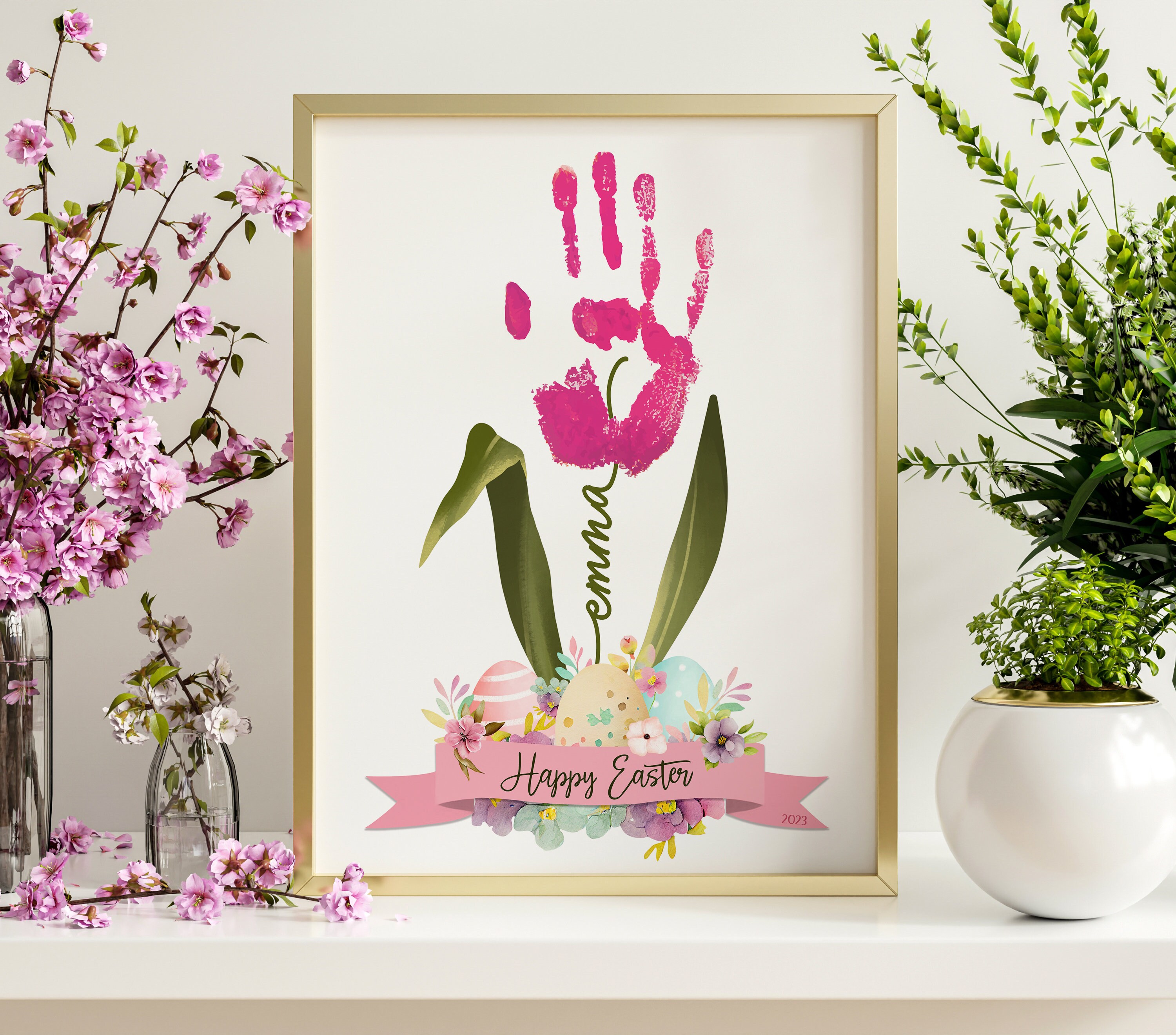Personalized Easter Handprint Art Gift. Printable Easter Craft for Kids ...