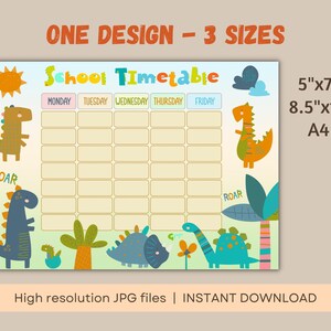 Dinosaur School Timetable Instant Download. Printable Back to School ...