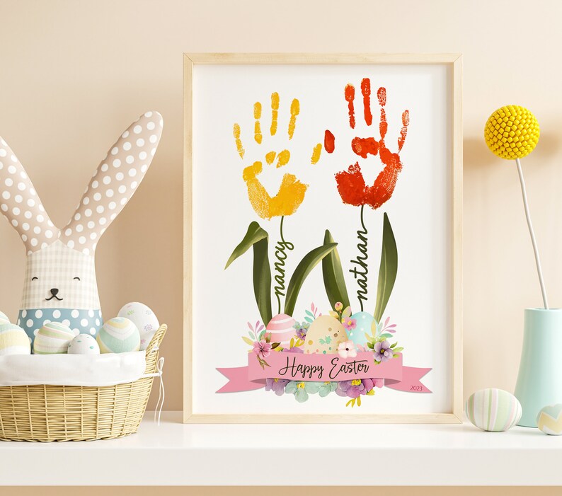Personalized Easter Handprint Art. Printable Easter Craft for Kids ...