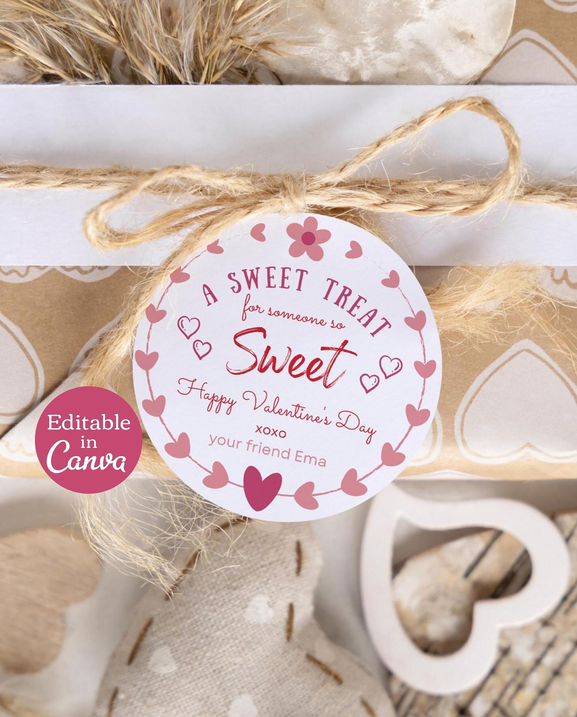 Editable Valentine Sweet Treat Favor Tags Canva Template. | Etsy