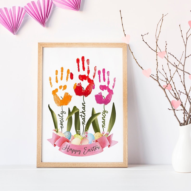 Personalized Easter Handprint Art. Printable Easter Craft for - Etsy