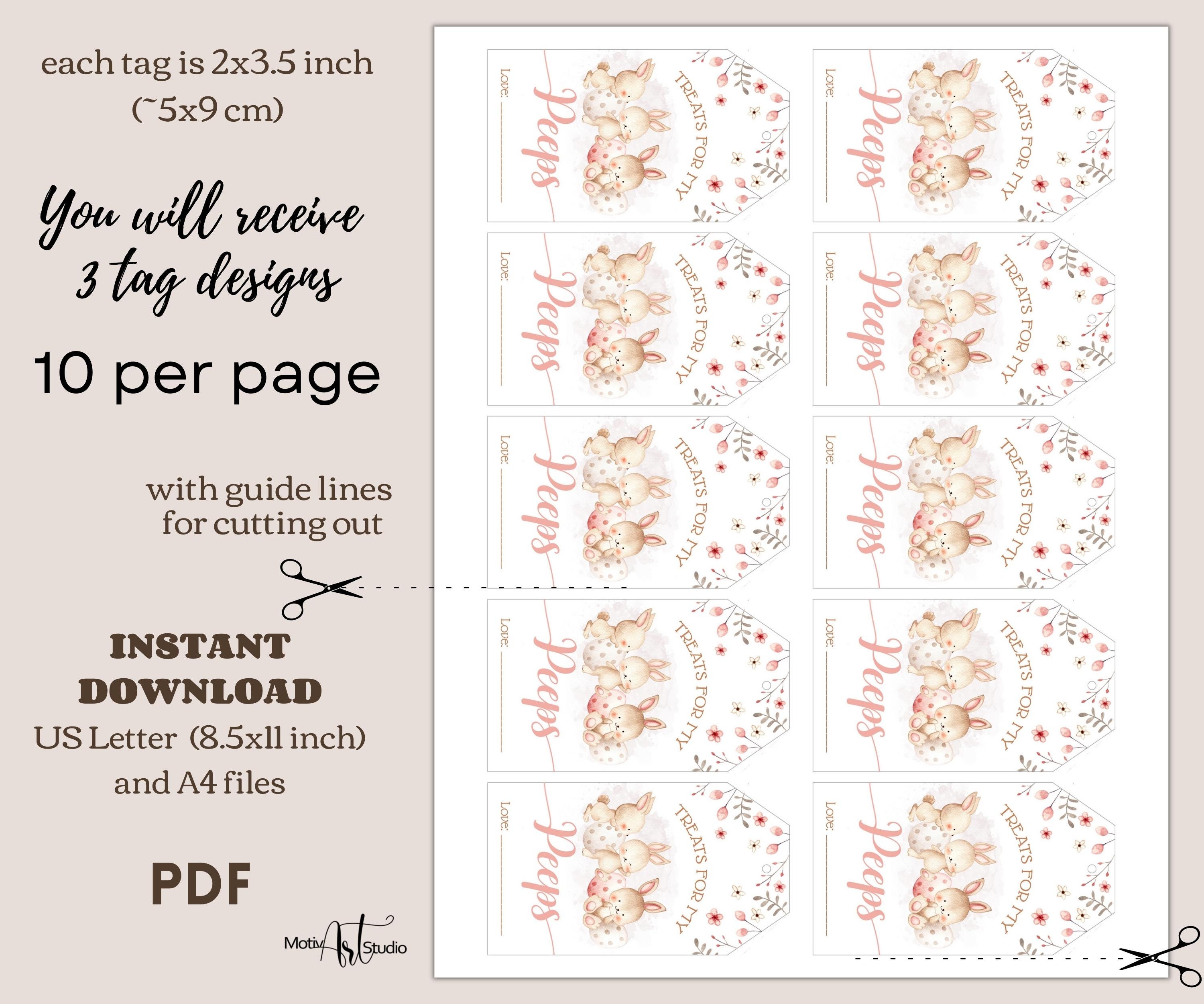 Set of 3 Printable Easter Gift Tags With Cute Easter Peeps | Etsy