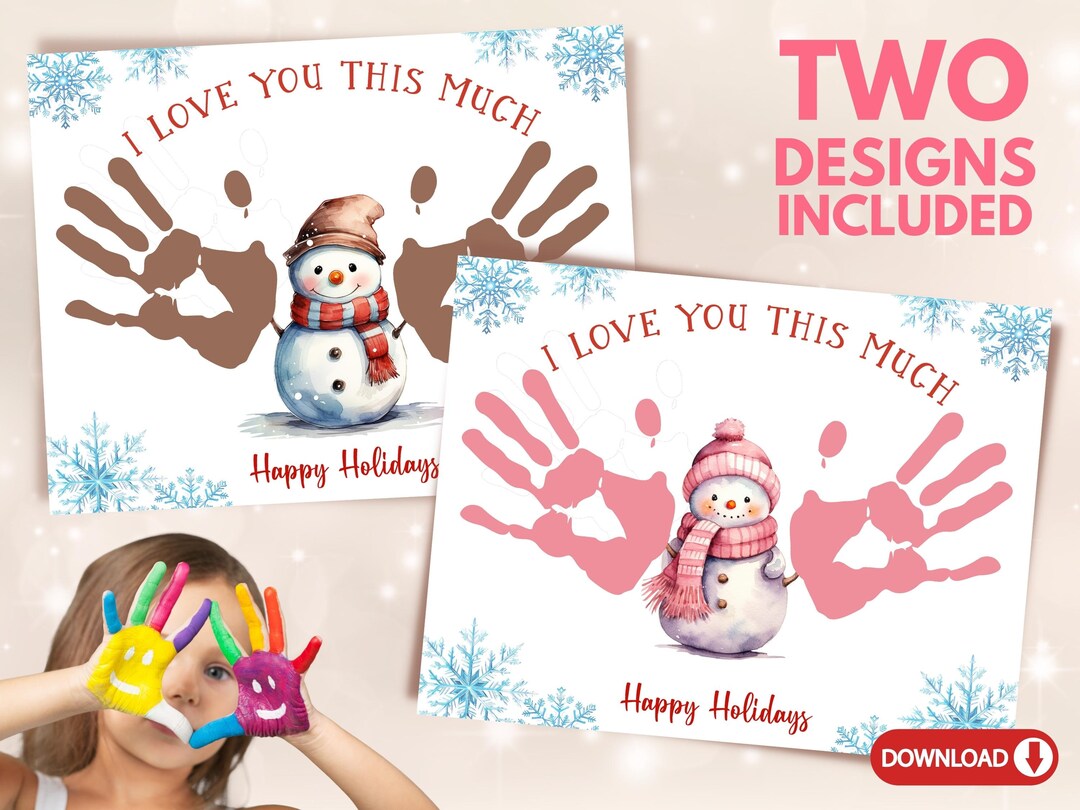 Winter Handprint Art Craft for Kids With Cute Snowman. Two Printable ...