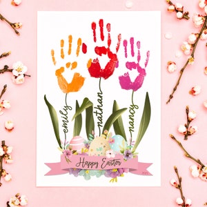 Personalized Easter Handprint Art Gift. Printable Easter Craft for Kids ...
