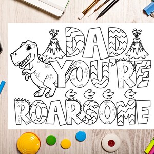 Dinosaur Birthday Coloring Card for Dad. Funny Father's Day Card for ...