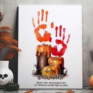 Printable Halloween Candle Handprint Craft Activity for Kids. Halloween ...