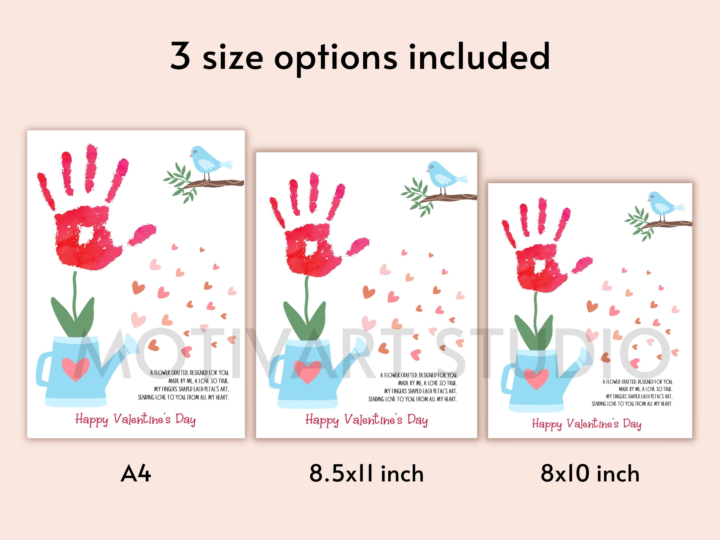 Valentines Printable Handprint Art Instant Download. Boy Valentine's ...