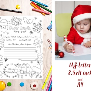 Letter to Santa Coloring Page Instant Download. Printable Christmas ...