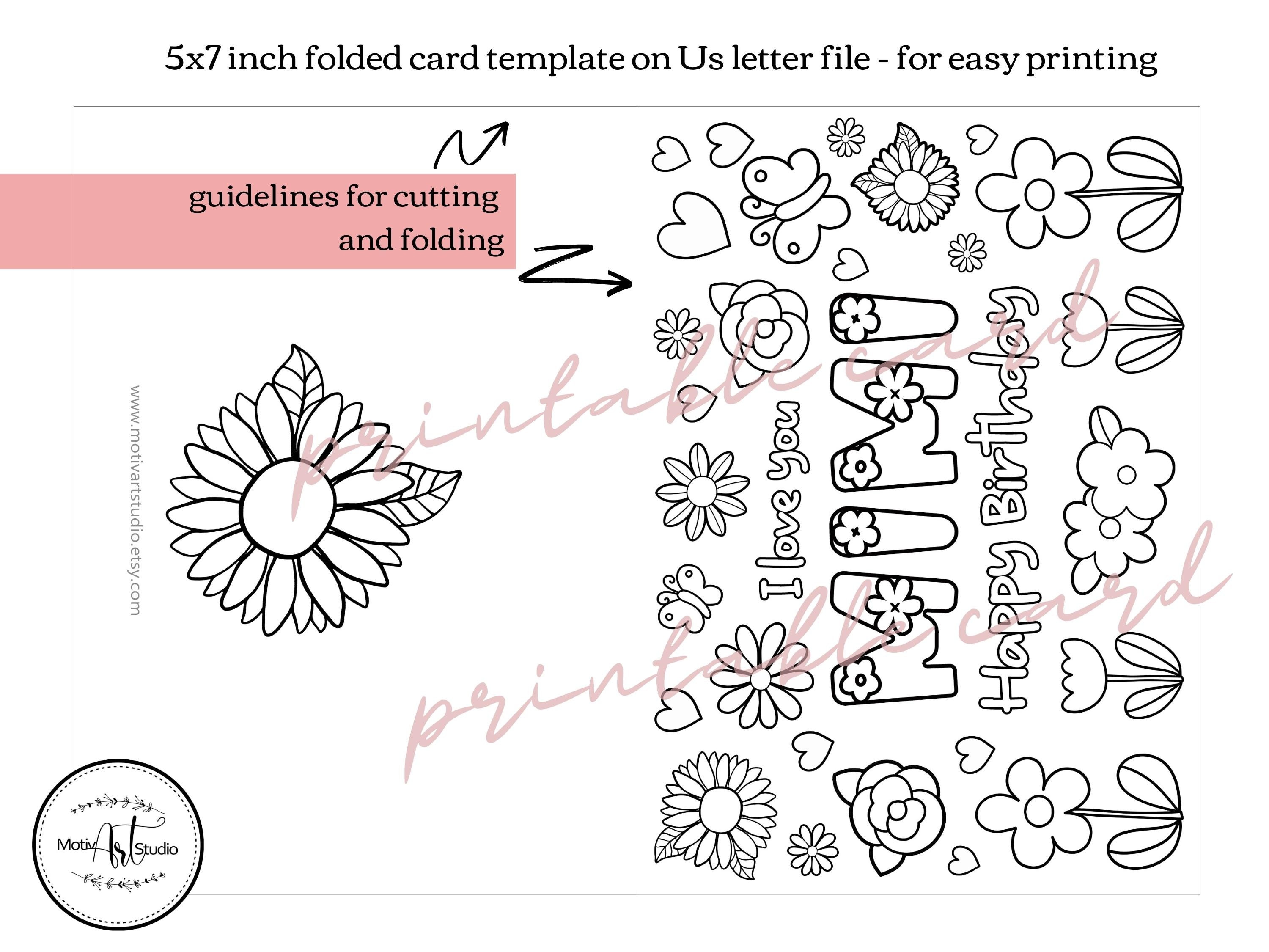 Printable Coloring Birthday Card for Mimi. Grandmother - Etsy