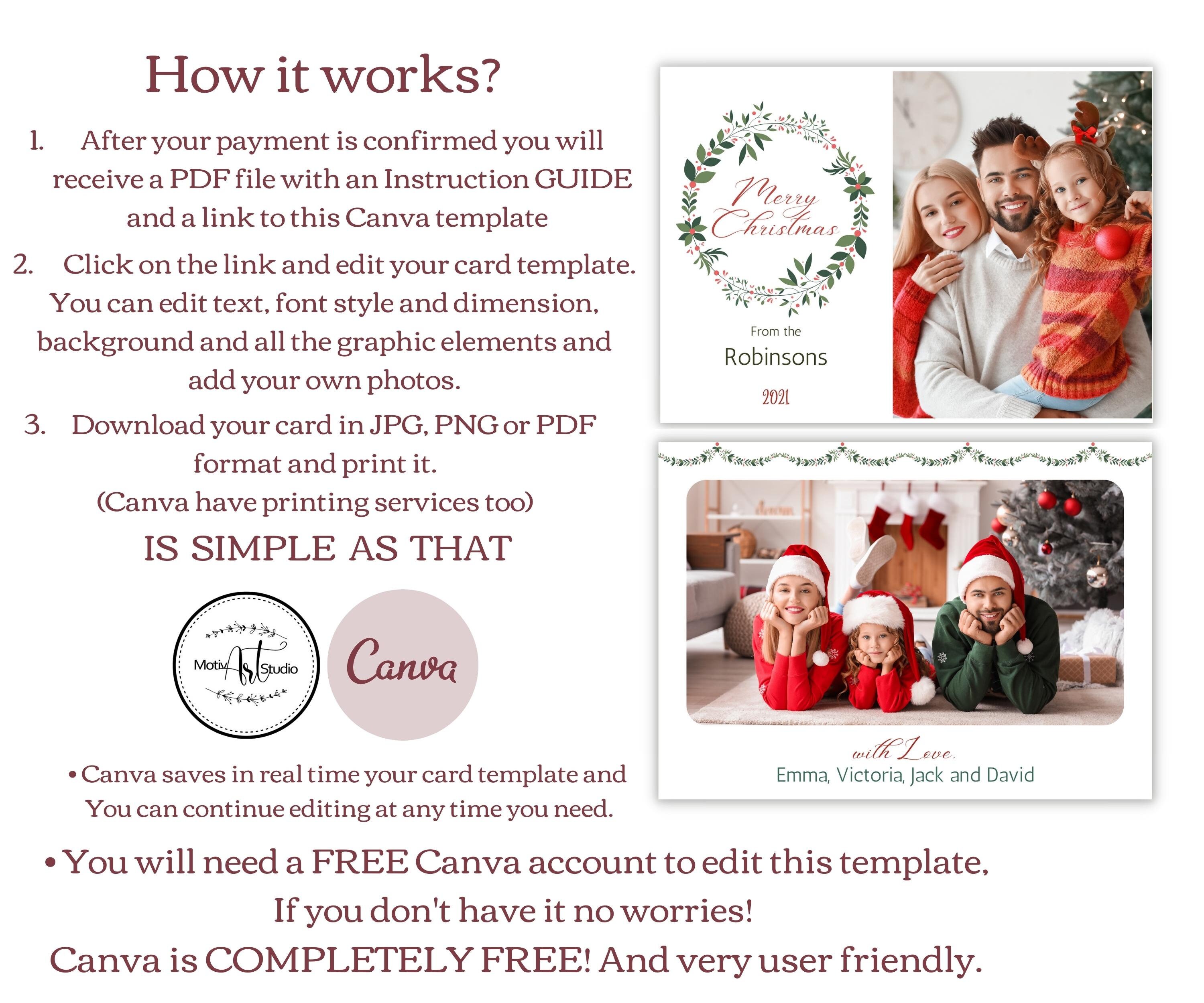 Editable Photo Christmas Card Template. Christmas Printable | Etsy