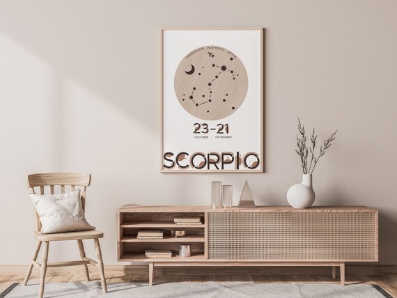 Scorpio Printable Zodiac Sign Poster. Digital DOWNLOAD Scorpio | Etsy
