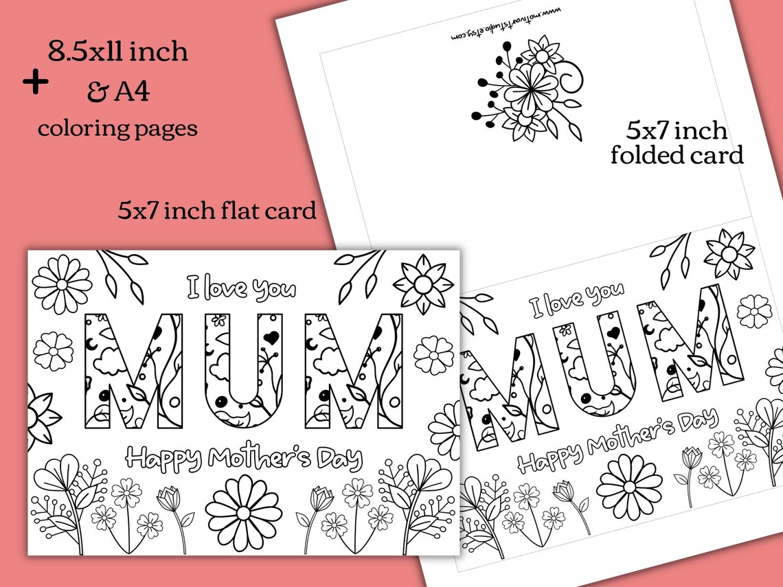 Printable Mothers Day Coloring Card for Kids. Mothers Day DIY - Etsy