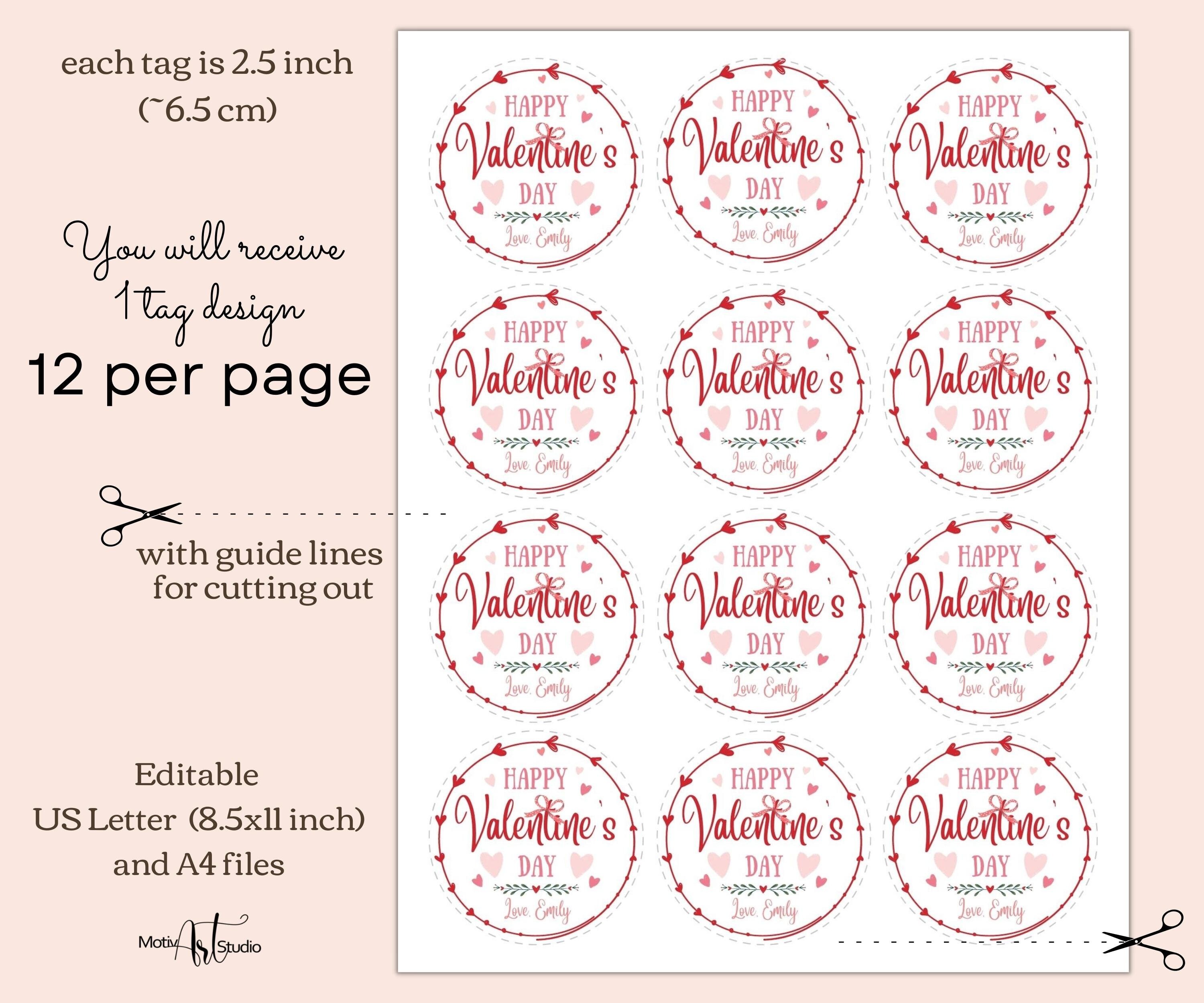 Printable Valentines Gift Tags Template. Editable Valentine Treat Tags ...