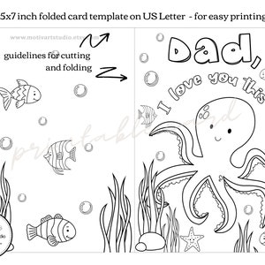 Dad Birthday Coloring Printable Card for Kids. Fathers Day Card. Cute ...