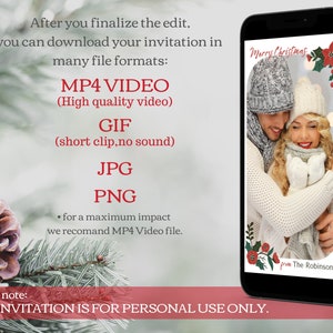 Editable Christmas Video Card Template. Editable Canva Christmas Photo ...